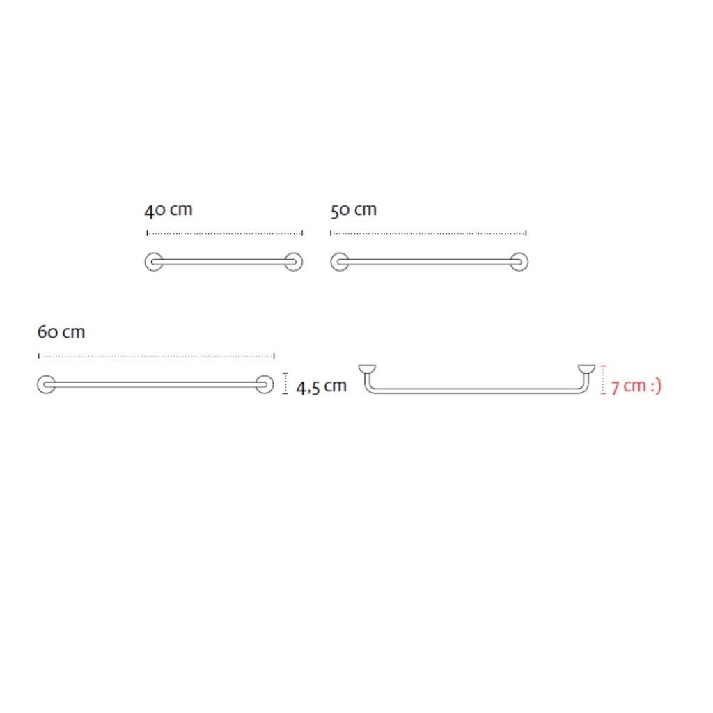 Пръчка за хавлия 50cm Classico black, черен мат. Гаранция и топ цена